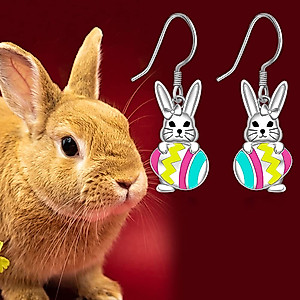 Easter Earrings for Women Easter Bunny Earrings Egg Dangle Sterling Silver Easter Bunnies Gifts