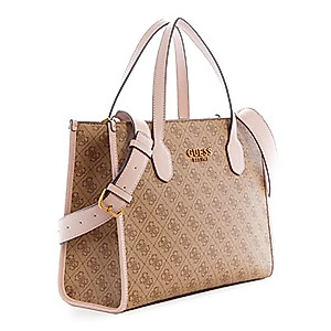 GUESS Silvana Small Tote, Latte Logo/Rosewood