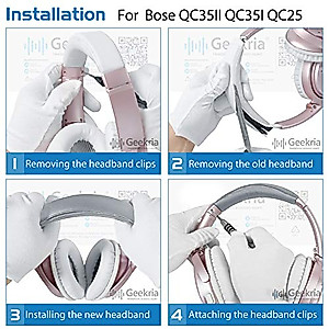 Geekria Protein Leather Headband Pad Compatible with Bose QuietComfort 35 ii Gaming, QC35 II, QC35, QuietComfort SE, QCSE Headphone Replacement Headband/Replacement Pad Repair Parts (Grey)