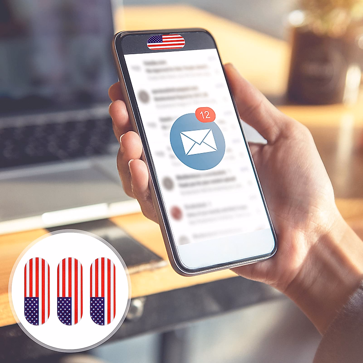 OSALADI Camera Slider 3Pcs Computer Camera Cover American Flag Pattern Webcam Slide Cover Web Camera Covers for Laptop Tablet Phone Camera Lens Computers Laptops