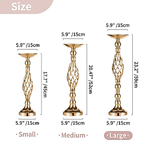 Versatile Metal Flower Arrangement Stand & Pillar Candles Holder Set for Wedding Party Dinner Centerpiece Event Restaurant Hotel Decoration (2 x L, Gold)