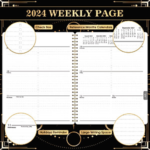 2024 Planner - Jan. 2024 - Dec. 2024, Planner 2024, 8" x 10", 2024 Planner Weekly and Monthly with Tabs + Flexible Cover + Thick Paper + Twin-Wire Binding, Daily Organizer