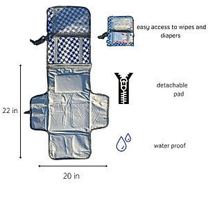 EZ MAT, Portable Baby Changing mat, Diaper Waterproof Changing pad, Changing mat for Diaper Bag, Baby Shower Registry Gender Reveal Gift, Compact Travel Changing Station, Baby Newborn Essential