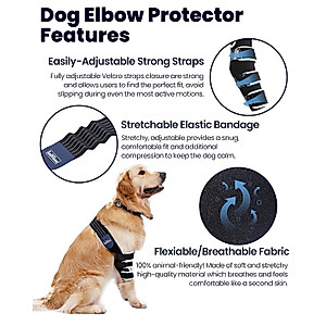 LufeLux Dog Elbow Protector, Padded Elbow Brace for Canine, Shoulder Support Protection for Callus, Hygroma, Dysplasia, Arthritis, Osteoarthritis, Pressure Sores, Avoid Cone of Shame
