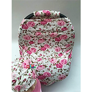 9pc Ultimate Set of Infant Car Seat Cover Canopy Headrest Blanket Hat Nursing Scarf, 25JE02