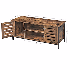 VASAGLE TV Stand for 50 Inches Televisions, Entertainment Center with Storage Shelves, Cabinet with Louvered Doors, 43.3‘’, Rustic Brown