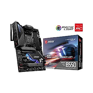 MSI MPG B550 Gaming Carbon WiFi Gaming Motherboard (AMD AM4, DDR4, PCIe 4.0, SATA 6Gb/s, Dual M.2, USB 3.2 Gen 2, HDMI/DP, Wi-Fi 6 AX, ATX, AMD Ryzen 5000 Series Processors)