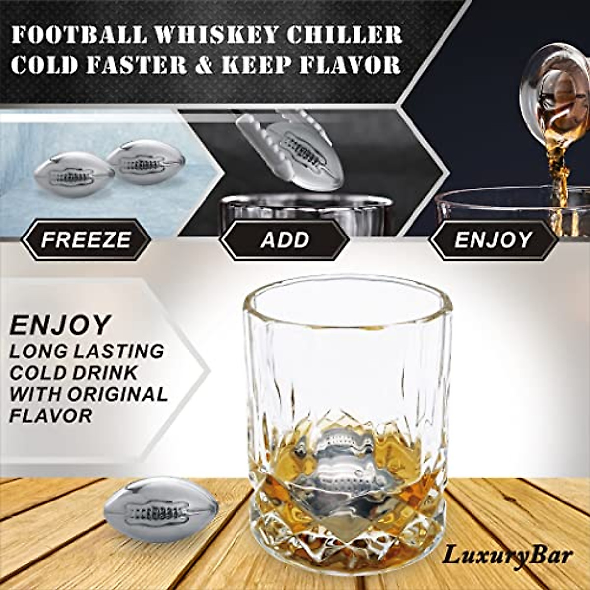 Football Whiskey Decanter Set with Glasses Spout Football Chiller,Whiskey Decanter Sets for Men,Tequila Liquor Decanter Whiskey Set Bourbon Gifts for Men Gifts for Dad Gifts for Boyfriend Him Husband