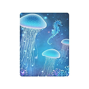 Blueangle Fitted Crib Sheet Glowing Jellyfish Baby Sheets for Standard Crib Toddler Mattress Cover, Soft Microfiber Breathable Mattress Cover for Boys and Girls（177）