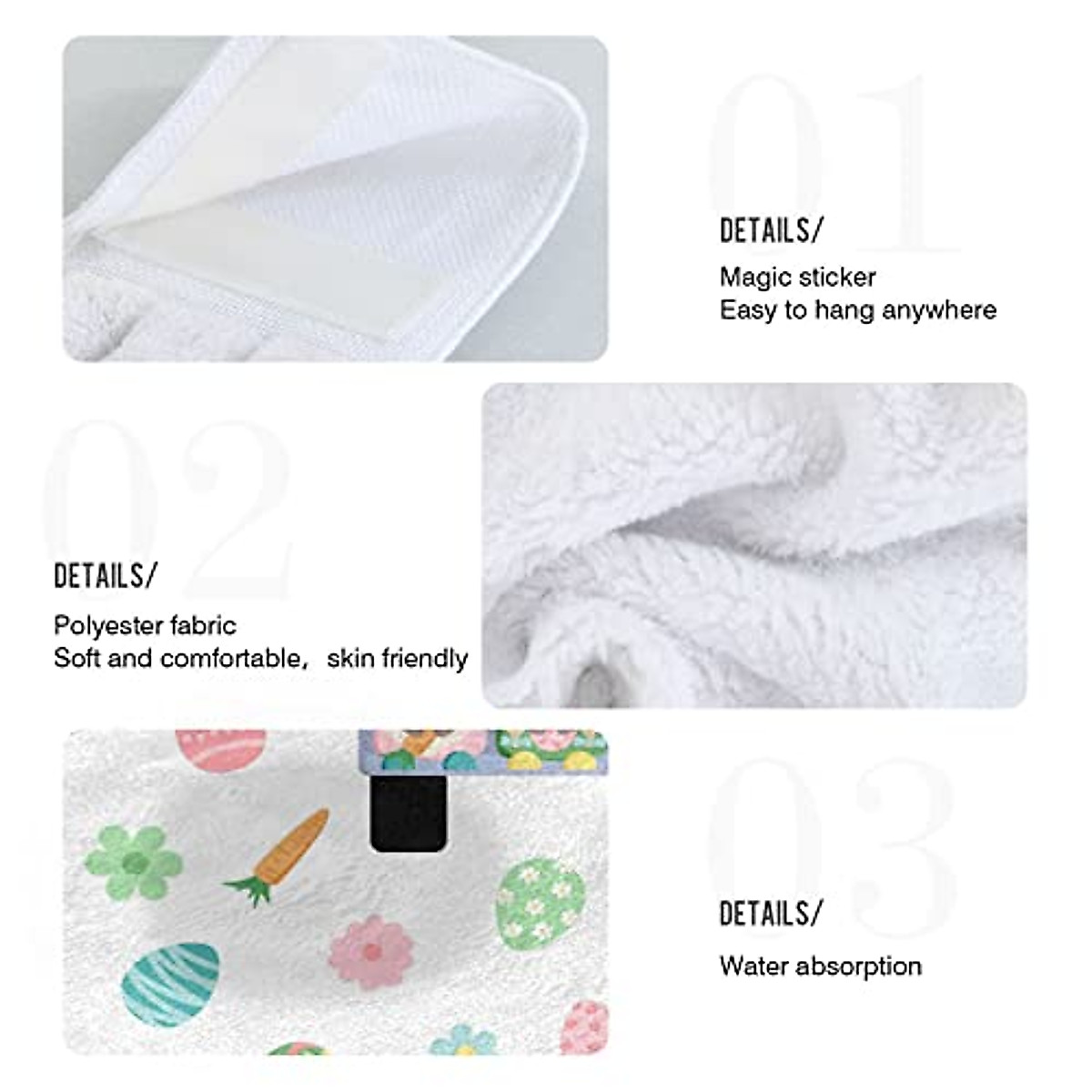 Easter Truck Eggs Bunny Carrots Kitchen Hanging Towels Bathroom Hand Bath Towel Set 2 Pcs Dish Cloths 14 x 18 in Tea Bar Tie Dry Towels Soft Absorbent Durable for Laundry Room Decor