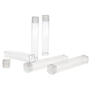 The Beadsmith Clear Plastic Tubes - 3 x .5 Inch Square Tubes - Flat Caps - Use for Beads, Bath Salts, Wedding & Party Favors, Home or Office Storage - Bag of 100