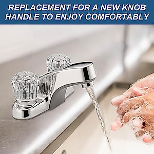 Dreyoo Shower Knob Replacement Compatible with Phoenix Mobile Home Sink &Tub/Shower, Acrylic Bathtub Knobs Parts Clear Faucet Handles with 17pt Spline Point Broach Center Hole(1 Pair)