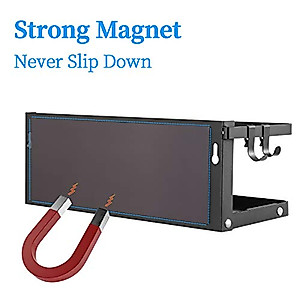 ZITRONE Magnetic Paper Towel Holder for Refrigerator 2-in-1 Foldable Magnetic Spice Rack, Strong Magnetic Shelf Fridge Organizer - Counter Space Saver for Kitchen Apartment, Black