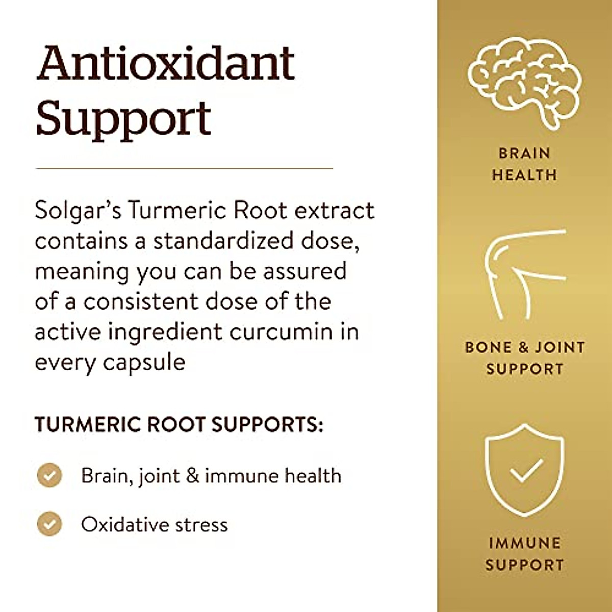 Solgar Standardized Turmeric Root Extract 400 mg, 60 Vegetable Capsules - Antioxidant Support for Brain, Joint, & Immune Health - Non-GMO, Vegan, Gluten Free, Dairy Free, Kosher - 60 Servings
