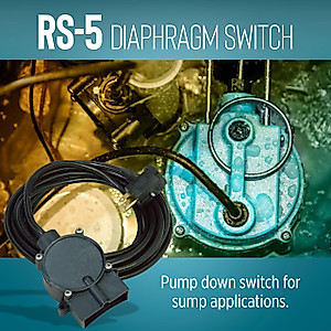 Little Giant RS-5 115-Volt Piggyback Diaphragm Pump-down Switch for Sump, Utility, Flood, Pond/Skimmer or Hydroponic Pumps, 18-Ft. Cord, Black, 599009