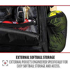 Franklin Sports Fastpitch Softball Bat Bag - USA Traveler Elite Bat Backpack - Girls + Women's Equipment Batpack - Fits Helmets, Cleats + (2) Bats - Black