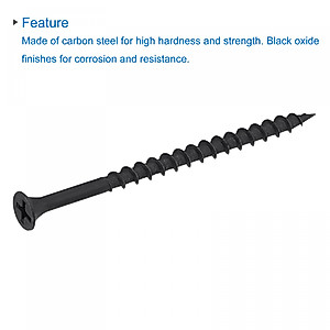 uxcell #8 x 2 3/4-Inch Wood Screws Phillips Flat Head Carbon Steel Self Tapping Screws Black 25pcs