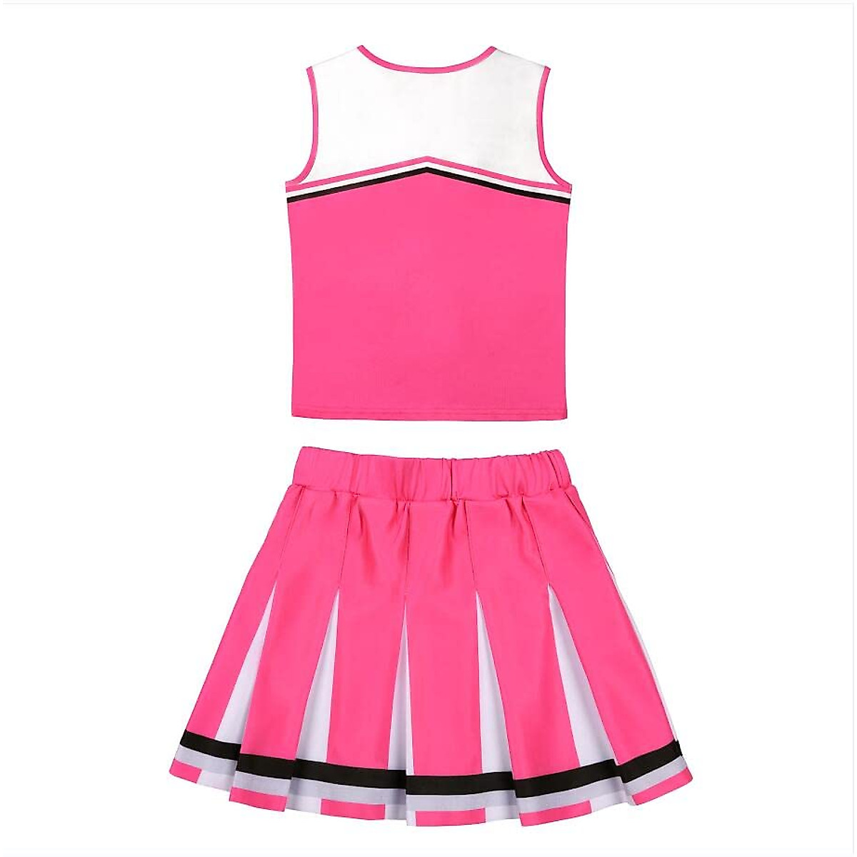 Gigoitly Cheerleading Costume for Girls Pink Cheerleader Outfit with Pom Poms for Girls’ Cheer Up Halloween Birthday Gifts