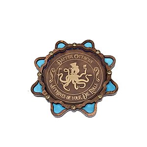 C4Labs 9" Padded Vegan Leather Dice Tray - Dapper Octopus - Blue