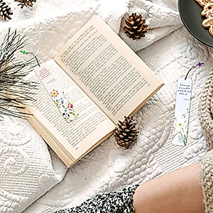 24 Pieces Christian Bookmarks for Women Flower Bible Verse Book Marks Floral Religious Bookmarks Christian Gift with 24 Pcs Cross Pendants for Reading Reward, Church Decoration (Flower Style)