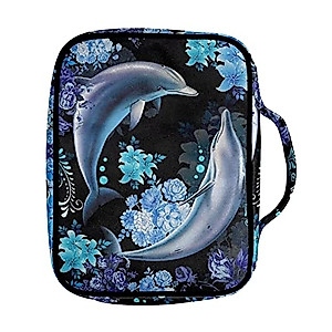 JEOCODY Cute Dolphin Bible Cover for Women Men Bible Bag Bible Protective with Handle and Zippered Pocket for Men Women Girls Christian Gifts for Phone Notebooks Pens Church Cosmetic Keys