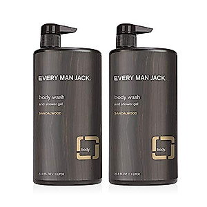Every Man Jack Mens Sandalwood Body Wash for All Skin Types - Cleanse, Nourish, and Hydrate Your Skin with Naturally Derived Coconut and Glycerin - 2 Bottle