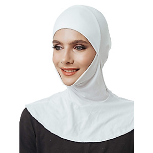 Mask Hijab, Cotton Under Scarf Tube Cap,Closure of The Chin, Ready to wear Muslim Accessories for Women (White)