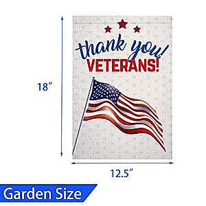 PAMBO Thank You Veterans Memorial Day Garden Flag | Vertical Double Sided Outdoor & Yard Flag for Patriotic Flag, November Veterans Day Decoration 12.5" x 18"