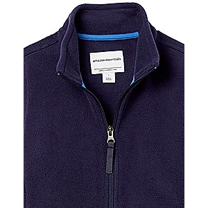 Amazon Essentials Boys' Polar Fleece Full-Zip Mock Jacket, Navy, Medium