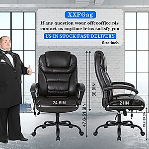 Big and Tall 500lbs Office Chair, Ergonomic Desk Chair,Wide Seat PU Leather Executive Chair with Lumbar Support,High Back Computer Chair,Swivel Task Chair for Heavy People Women,Brown