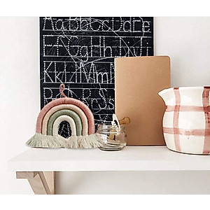 YMVV Rainbow Macrame,Woven Boho Rainbow Wall Hanging with Tassels,Cute Wall Decor for Nursery,Suitable for Festival Ornaments Baby Shower Wedding Pink Rainbow Decor(5.5 x 0.5 x 5)