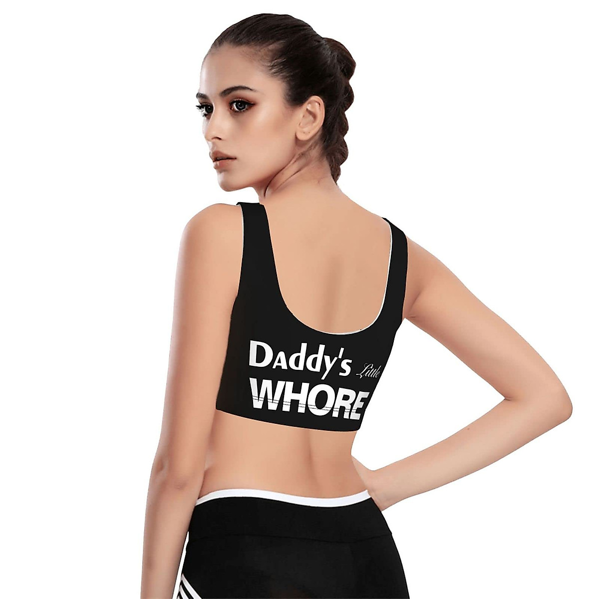 Daddy's Little Whore Yoga Sports Bra for Women, Comfortable Yoga Bras Fitness Workout Tops Running Bra with Removable Pads