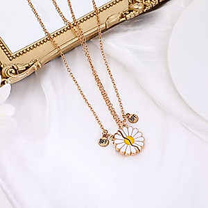 MJartoria BFF Necklace for 2-Daisy Rainbow Best Friend Necklace Friendship Necklace Best Friends Forever Necklaces Valentines Day Gifts