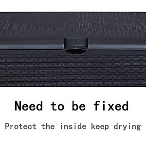 Leisurelife Plastic Deck Box Wicker 120 Gallon, Black Water-resistant Storage Container Outdoor Patio Garden Furniture