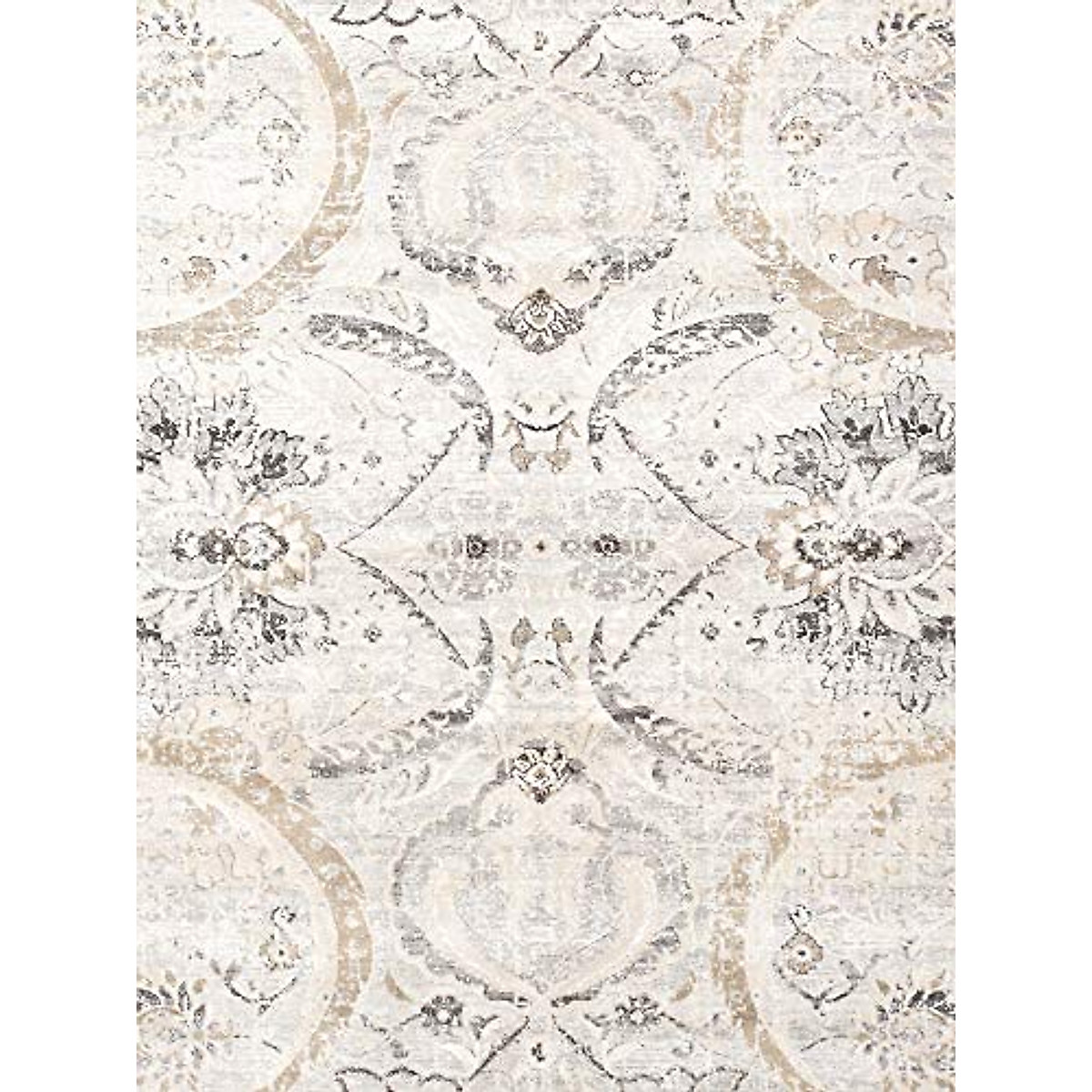 Pasargad Home Fantasia Oriental Area Rug - Luxury Power Loom, Living Room, Bedroom Accent Rugs-12' 0" X 15' 0", Ivory/Silver