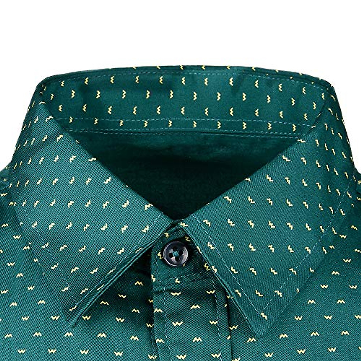 WULFUL Men's Casual Long Sleeve Dress Shirt Print Cotton Business Button Down Shirts Regular Fit Green