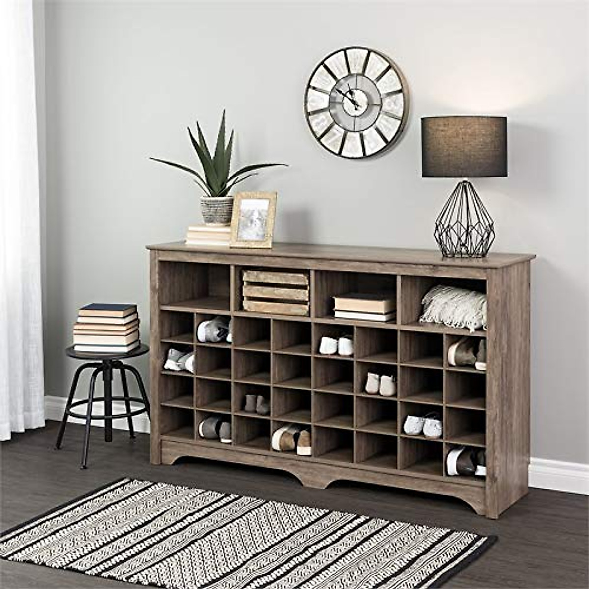 60 inch Shoe Cubby Console, Drifted Gray