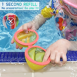 Reusable Water Ballons for Kids Magnetic, 8 Pcs Refillable Water Balloons Silicone Water Bomb Balls for Kids Adults Outdoor Activities Swimming Pool Party Supplies