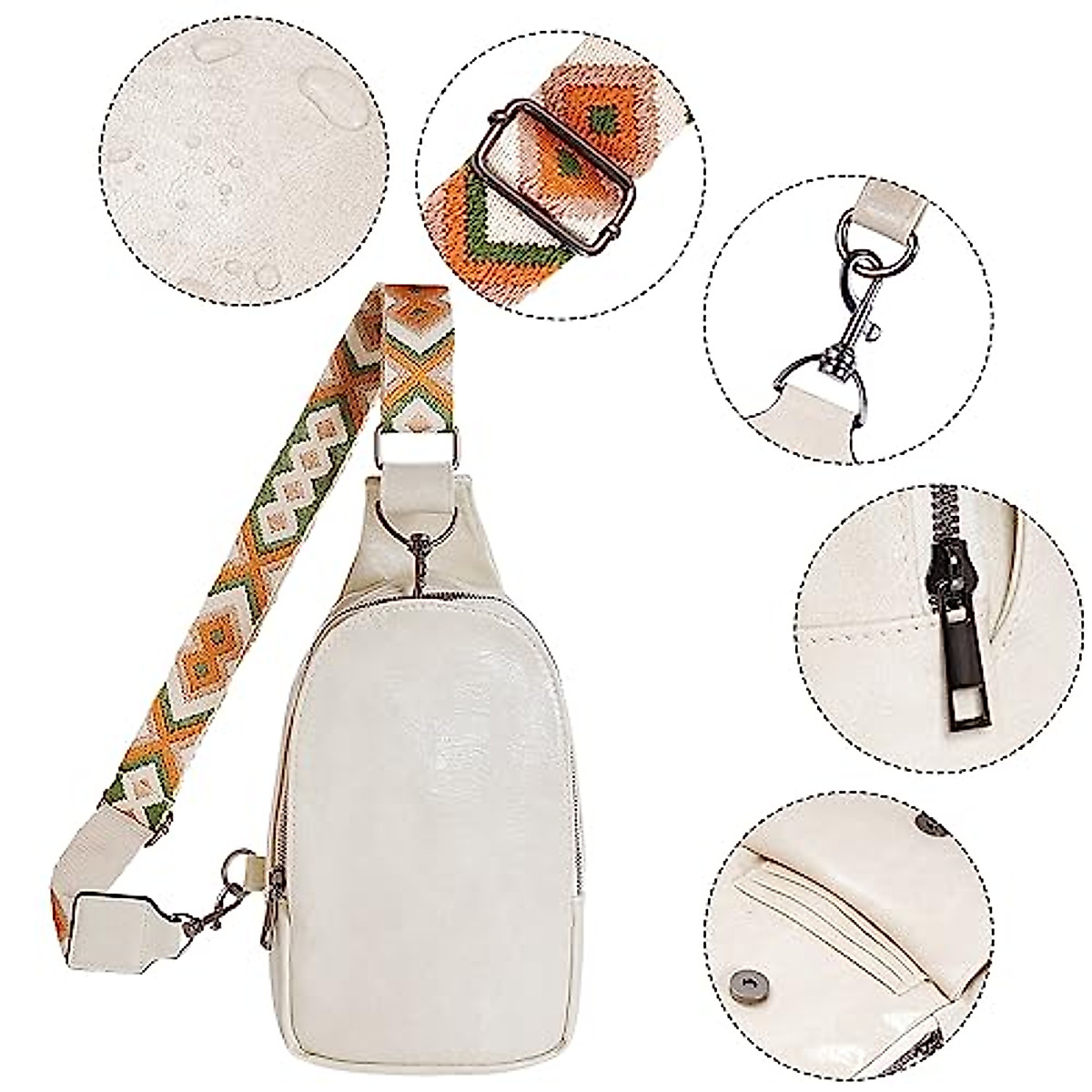 baotongle Crossbody Sling Bag for Women Trendy Small Crossbody Sling Backpack Multipurpose Chest Bag for Women Cycling (Beige)