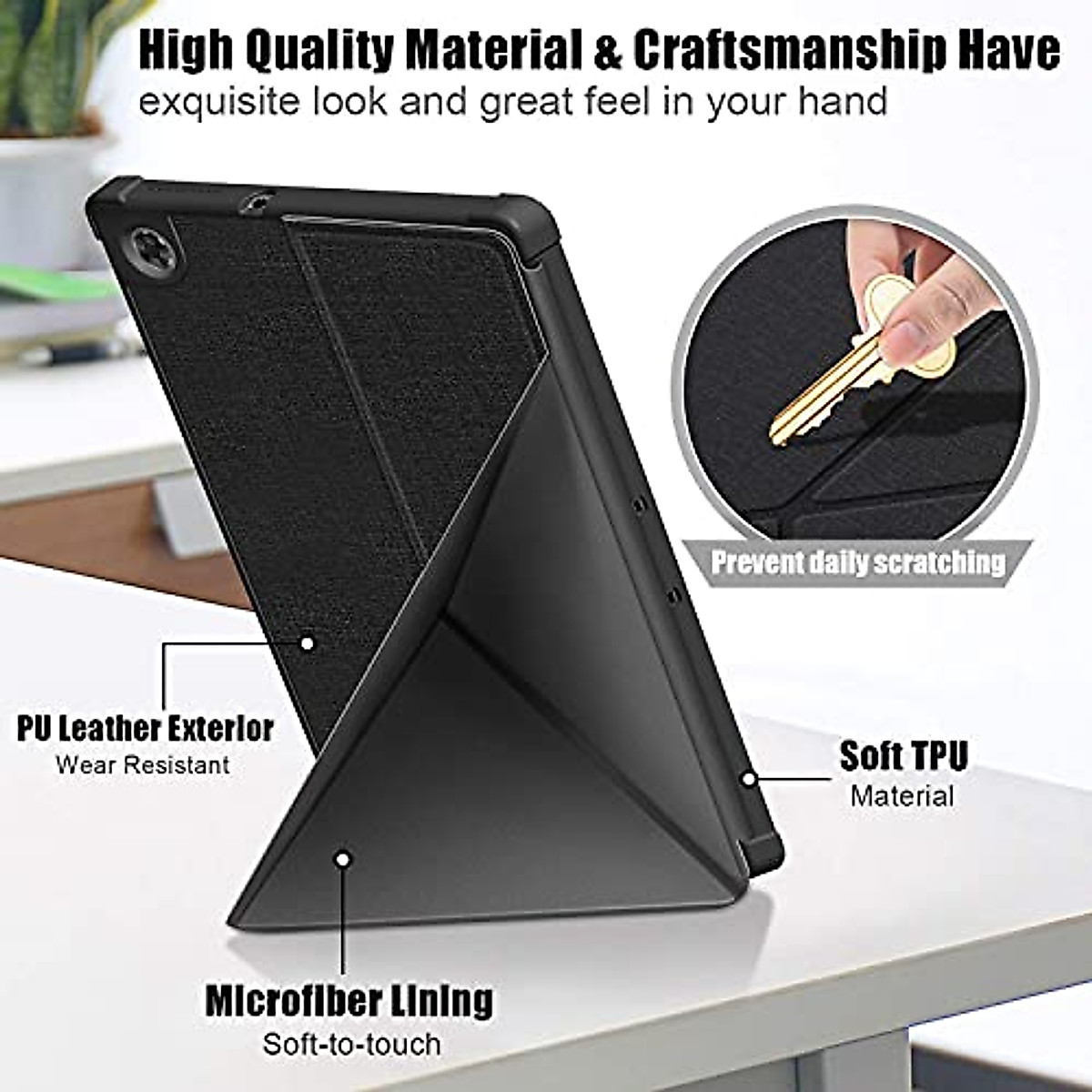 Case for Lenovo Tab M10 HD (2nd Gen)& Nook 10" HD Tablet,Standing Origami Protective Folio Cover for Lenovo Tab M10 HD Gen 2 [TB-X306F/TB-X306X],(Not for M10 HD) Black