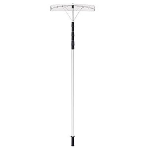GYMAX Roof Rake,21ft Aluminum Snow Roof Rake with Twist-n-Lock Telescoping Handle & Big Blade, Extendable Roof Shovel for Snow Removal, Wet Leaf, Dribs (Silver)