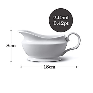 WM Bartleet & Sons 1750 T194 Wm Bartleet & Sons Traditional Porcelain Gravy and Sauce Boat 240ml, White