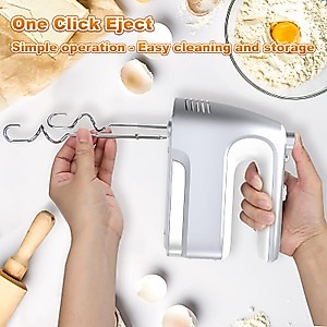 Yalame Hand Mixer Electric, 5-Speed 400W Motor, Hand Mixer Electric Handheld, Mixer Electric Handheld with Turbo Boost & Storage Case, 2x Flat Beaters, 2x Dough Hooks, 1x Whisk for Baking (Silver)