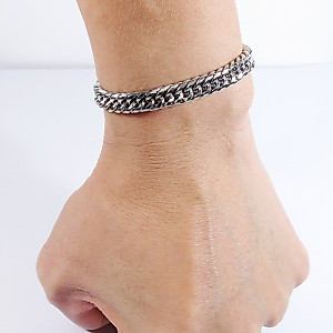 Stainless Steel Tight Double Link Curb Chain Bracelet 8mm 7inch