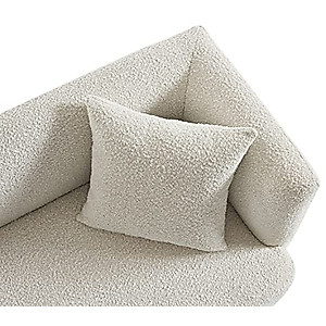 Meridian Furniture 616Cream-S Marcel Collection Modern | Contemporary Sofa with Rich Cream Boucle Fabric, Curved Back, 91" W x 28" D x 32.5" H, Cream