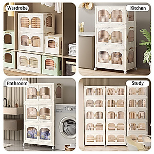 FXTNKYY Storage Bins with Lids,Collapsible Storage Bins for Closet Organizer, Plastic，Stackable，with Wheels for Home Room Storage (4 Pack)