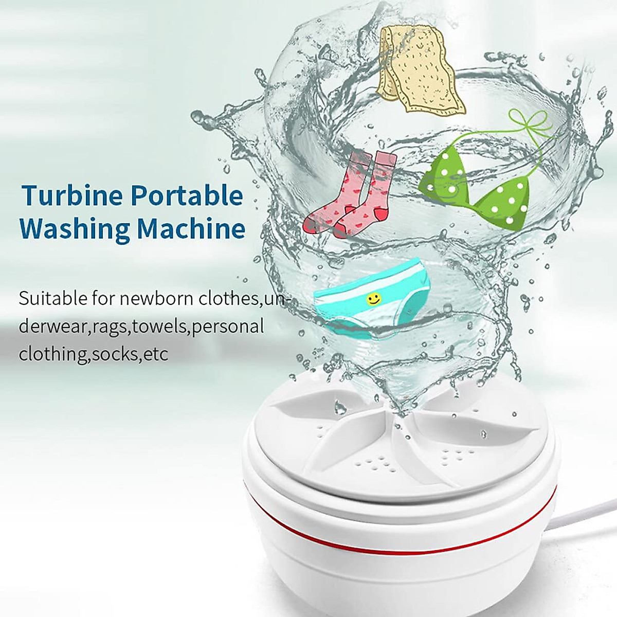 Mini Turbine Washing Machine USB Powered Travel Portable Washer Mini Laundry Machine for Underwear,Towels,Socks,Etc