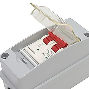Focket 32A 500V PV DC Disconnect Switch, MCB 2P Solar Current Sink Load Switching Air Miniature Circuit Breaker with IP65 Waterproof Distribution Box for Panel (with Cable and Connector)