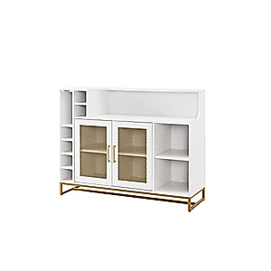 Home Source White Accent Bar Cabinet with Mesh Door