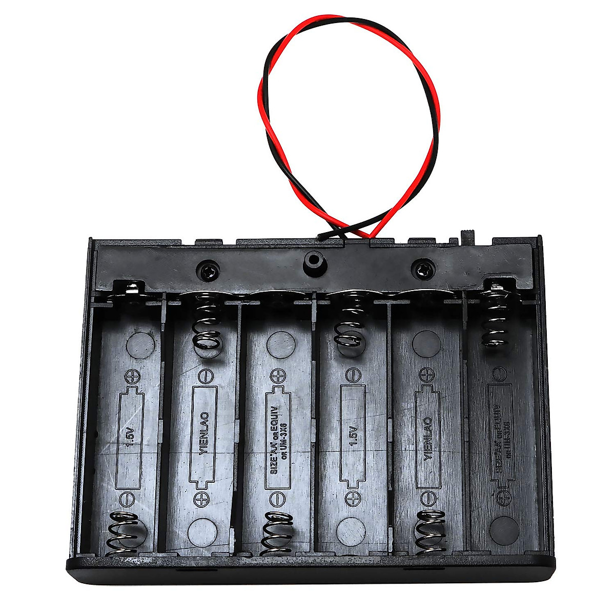 E-outstanding 9V Battery Holder 6X 1.5V AA Battery Storage Case Black Box with ON/Off Switch and Wire Leads